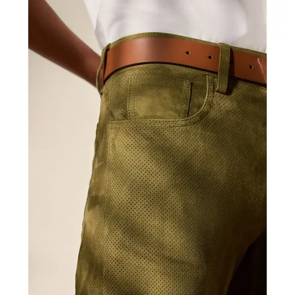 Ralph Lauren Scottie Perforated Lamb-suede Pant