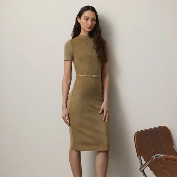 Ralph Lauren Lindsay Hybrid Short-sleeve Day Dress - Tan