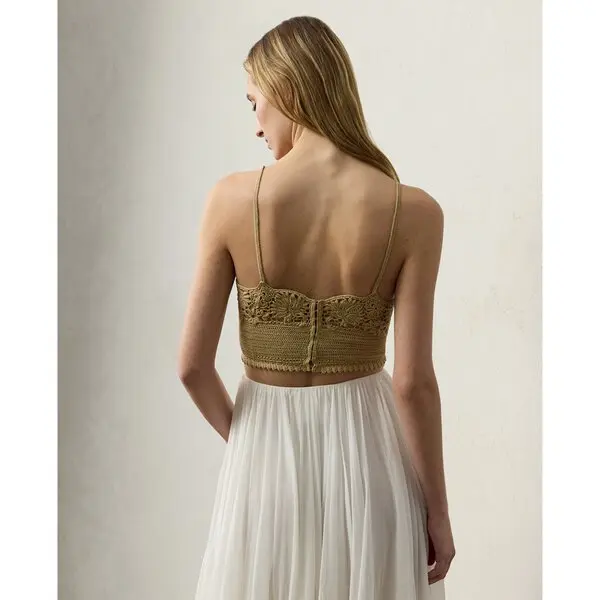Ralph Lauren Hand-crocheted Floral Silk Bralette