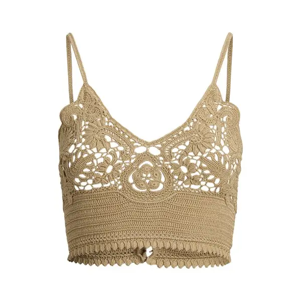 Ralph Lauren Hand-crocheted Floral Silk Bralette