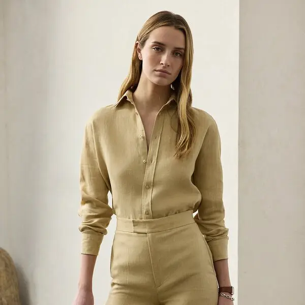 Ralph Lauren Adrien Relaxed Fit Linen Shirt - Light Sand
