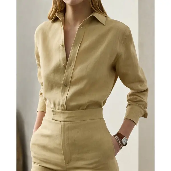 Ralph Lauren Adrien Relaxed Fit Linen Shirt - Light Sand