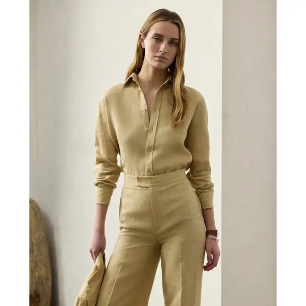 Ralph Lauren Adrien Relaxed Fit Linen Shirt - Light Sand