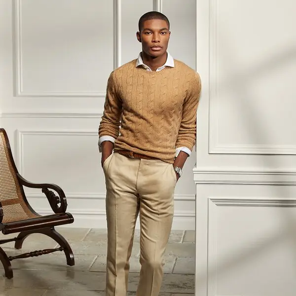 Ralph Lauren Gregory Hand-tailored Linen Trouser - Tan