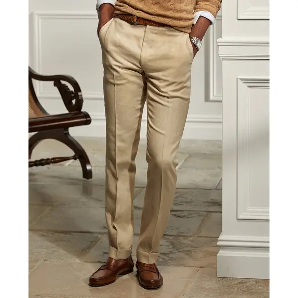 Ralph Lauren Gregory Hand-tailored Linen Trouser - Tan