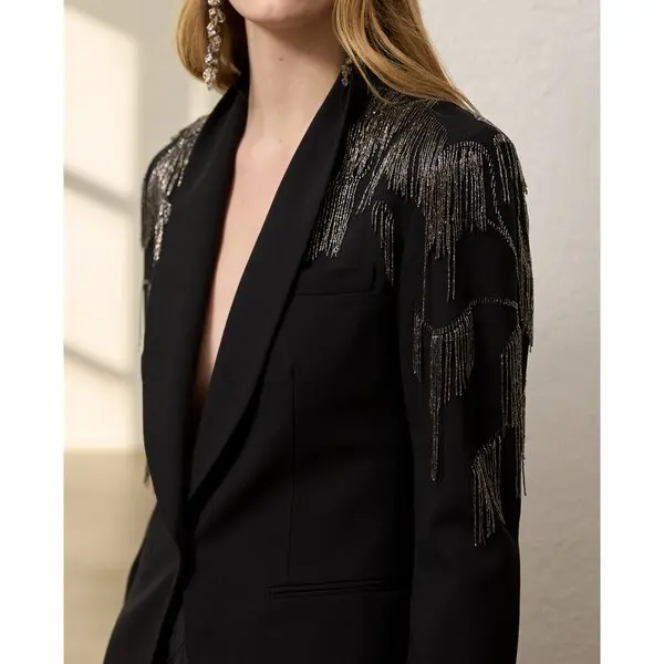 Ralph Lauren Tamara Embellished Wool Crepe Jacket