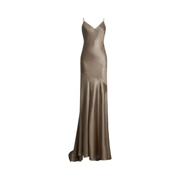 Ralph Lauren Cay Satin Sleeveless Evening Dress