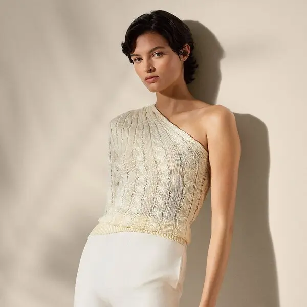 Ralph Lauren Cable-knit Silk One-shoulder Sweater