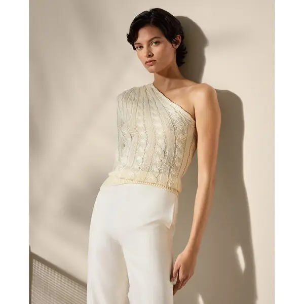 Ralph Lauren Cable-knit Silk One-shoulder Sweater