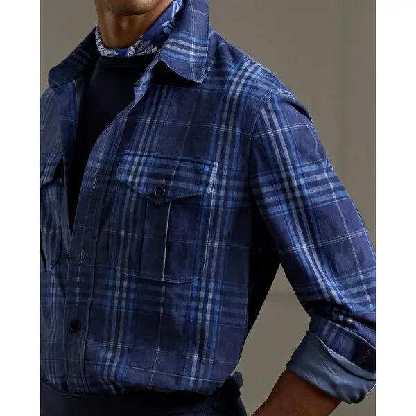 Ralph Lauren Plaid-print Suede Overshirt