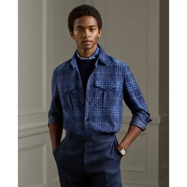 Ralph Lauren Plaid-print Suede Overshirt