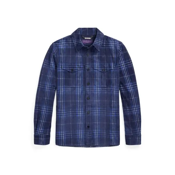Ralph Lauren Plaid-print Suede Overshirt
