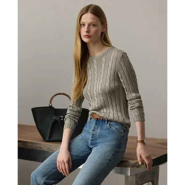 Ralph Lauren Cable-knit Silk Crewneck Sweater - Mist