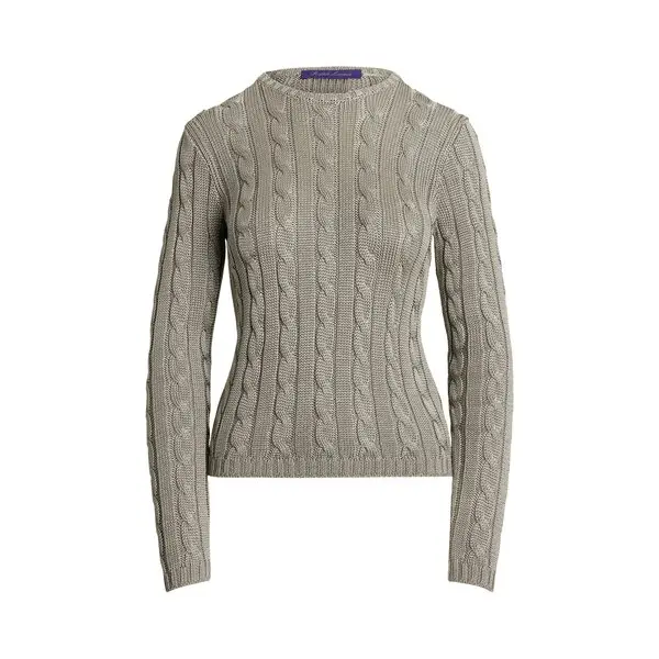 Ralph Lauren Cable-knit Silk Crewneck Sweater - Mist