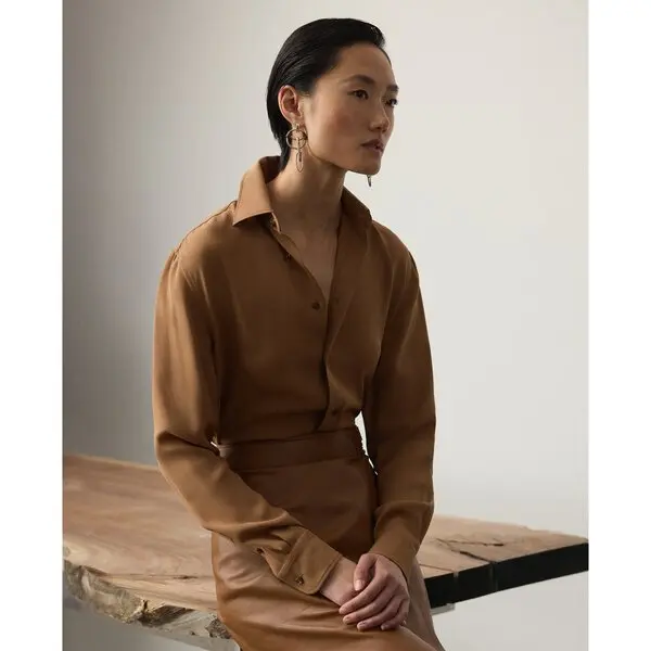 Ralph Lauren Adrien Relaxed Fit Crepe Georgette Shirt