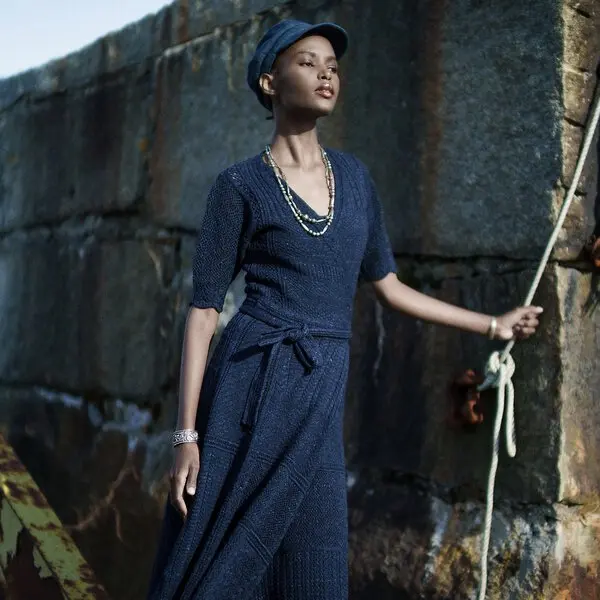 Ralph Lauren Jacquard-knit Pointelle Wrap Dress - Dark Navy