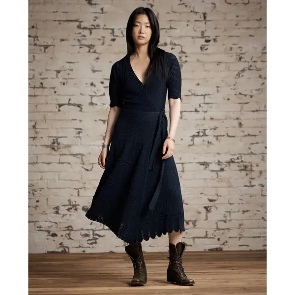 Ralph Lauren Jacquard-knit Pointelle Wrap Dress