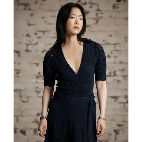 Ralph Lauren Jacquard-knit Pointelle Wrap Dress
