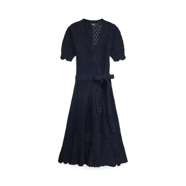 Ralph Lauren Jacquard-knit Pointelle Wrap Dress