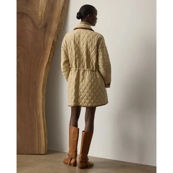 Ralph Lauren Saundra Lambskin-trim Quilted Coat