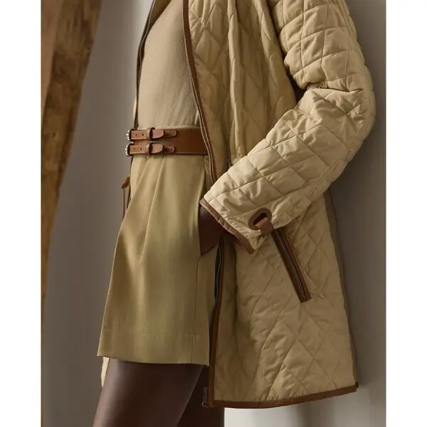 Ralph Lauren Saundra Lambskin-trim Quilted Coat