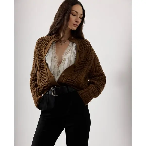 Ralph Lauren Hand-knit Yoke Cashmere Cardigan