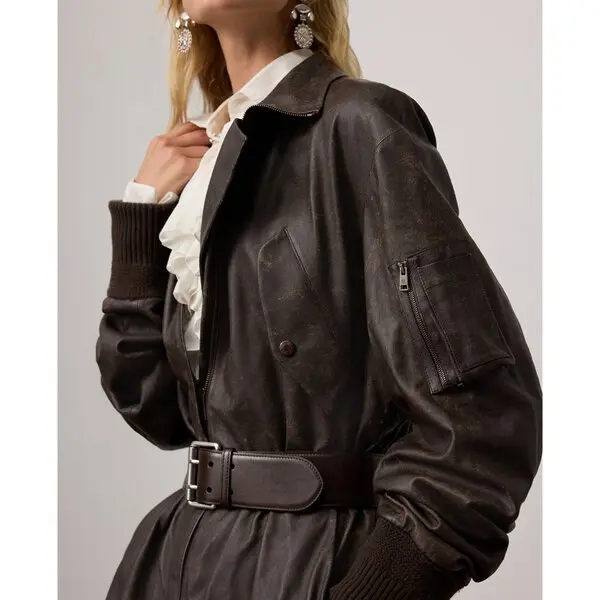 Ralph Lauren Vaughn Distressed Lambskin Jumpsuit