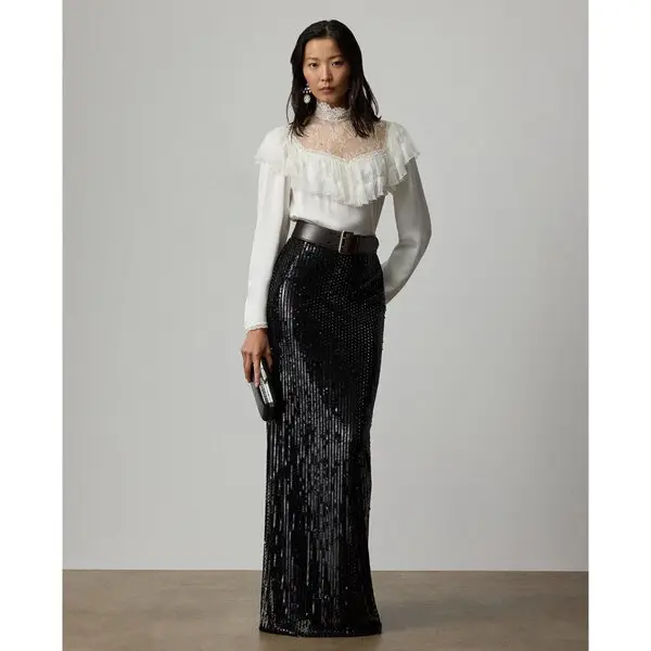 Ralph Lauren Winslow Embellished Tulle Maxiskirt