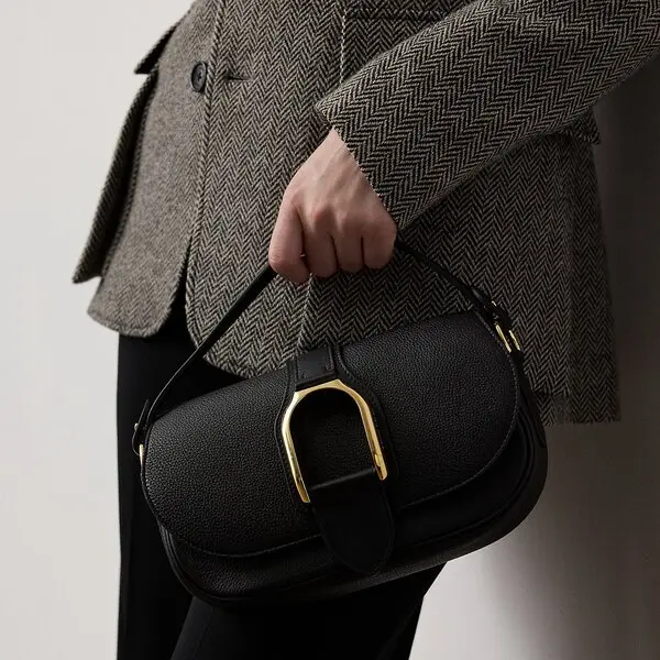 Ralph Lauren Welington Calfskin Shoulder Bag - Black
