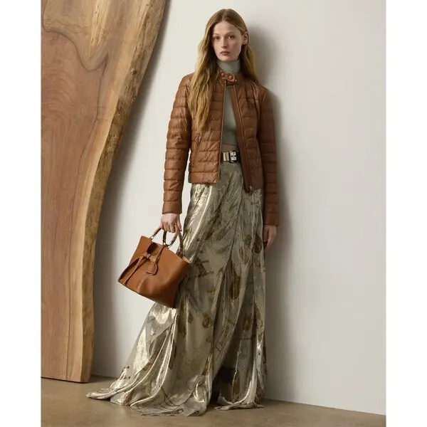 Ralph Lauren Metallic Jersey Mockneck Cropped Top
