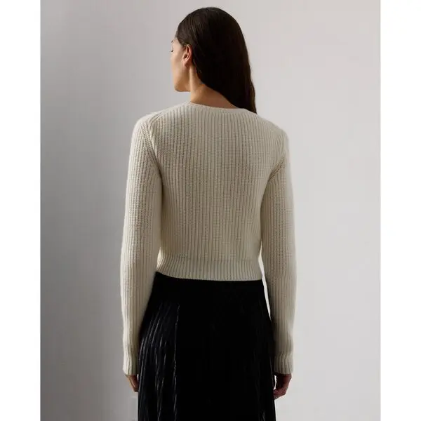 Ralph Lauren Embroidered Cashmere Cropped Sweater