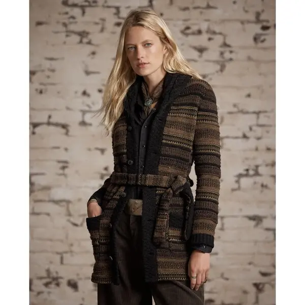 Ralph Lauren Striped Wool-blend Cardigan - Olive Multi
