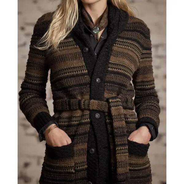 Ralph Lauren Striped Wool-blend Cardigan - Olive Multi