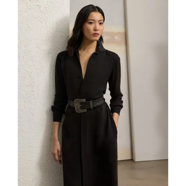 Ralph Lauren Noelle Washed Matte Satin Day Dress