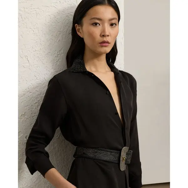 Ralph Lauren Noelle Washed Matte Satin Day Dress