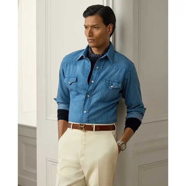 Ralph Lauren Cotton-linen Denim Western Shirt