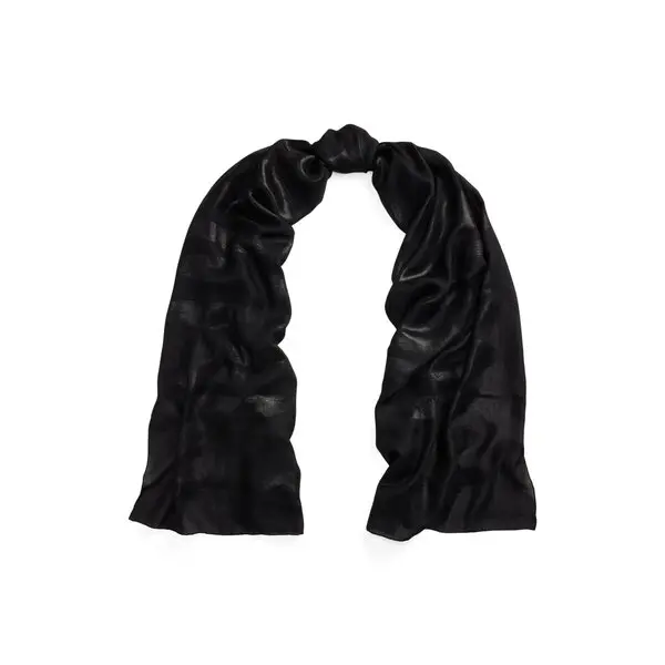 Ralph Lauren Jacquard Gauze Evening Wrap Scarf - Black