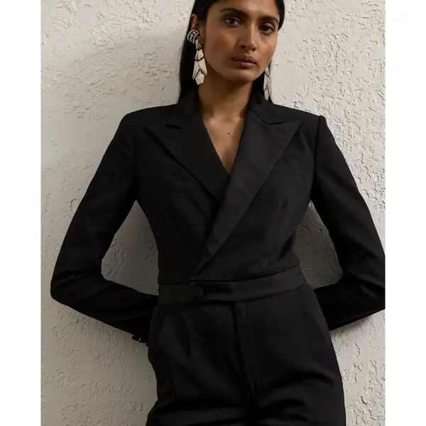 Ralph Lauren Tenney Wool Gabardine Tuxedo Jumpsuit