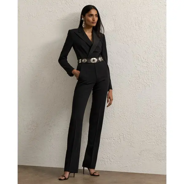 Ralph Lauren Tenney Wool Gabardine Tuxedo Jumpsuit