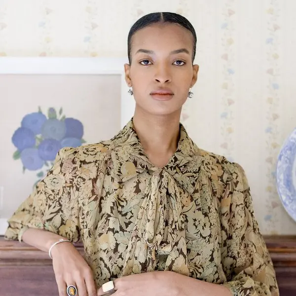 Ralph Lauren Floral-print Crinkled Silk Blouse