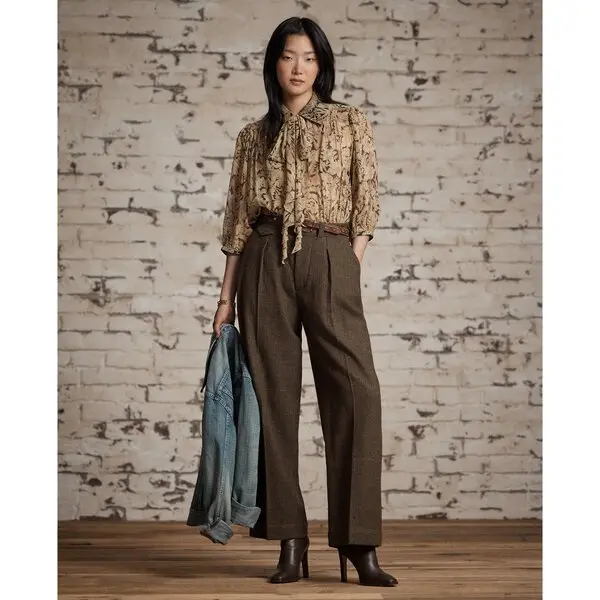 Ralph Lauren Floral-print Crinkled Silk Blouse