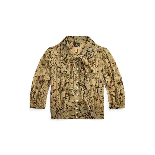 Ralph Lauren Floral-print Crinkled Silk Blouse