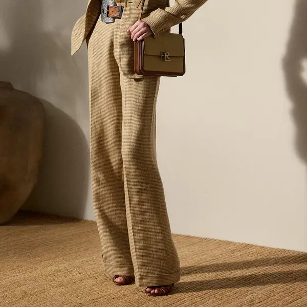Ralph Lauren Acklie Houndstooth Tweed Pant - Tan Multi