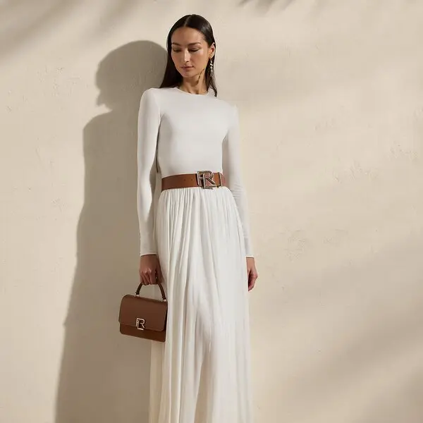 Ralph Lauren Shirred Crepe Jersey Day Dress