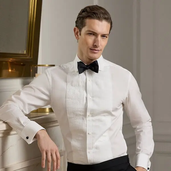 Ralph Lauren Poplin French Cuff Tuxedo Shirt - White