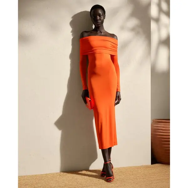 Ralph Lauren Jersey Off-the-shoulder Cocktail Dress
