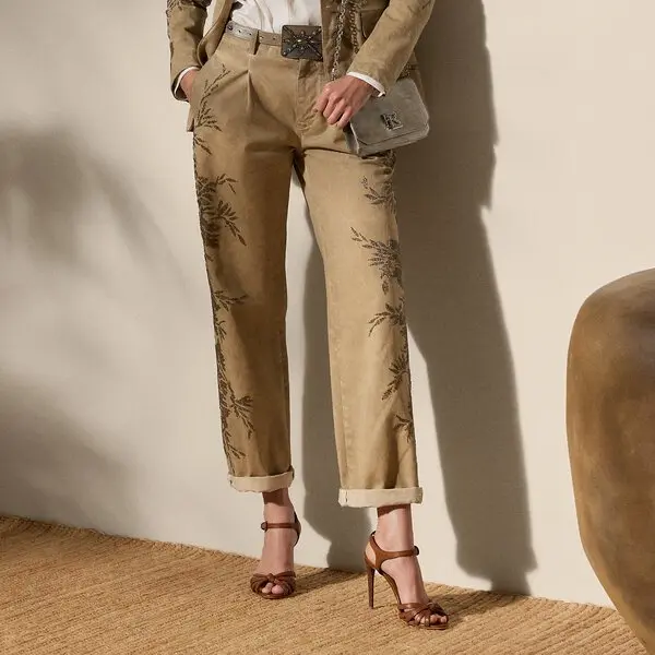 Ralph Lauren Fallon Embellished Cotton Chino Pant - Lux Tan