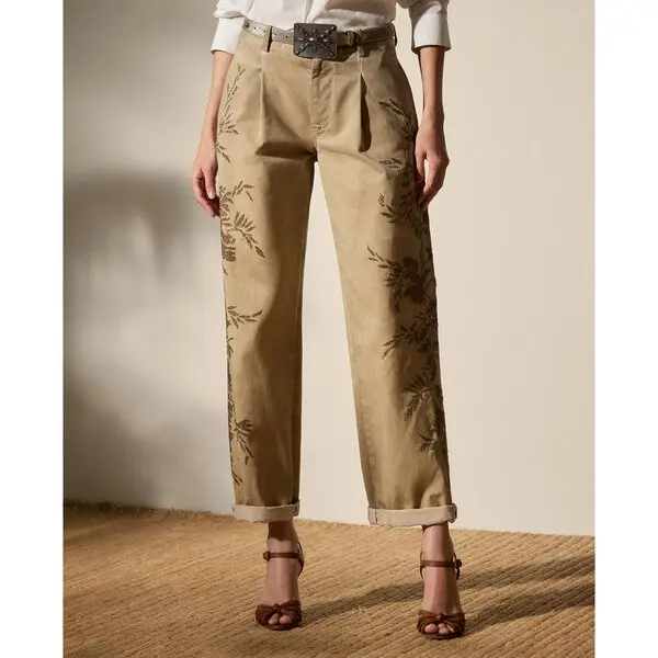 Ralph Lauren Fallon Embellished Cotton Chino Pant