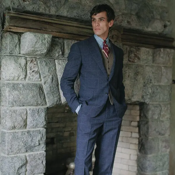Ralph Lauren Slim Fit Indigo Checked Suit Trouser