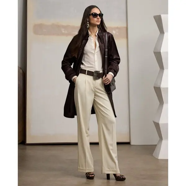 Ralph Lauren Crawford Lacquered Linen Balmacaan Coat